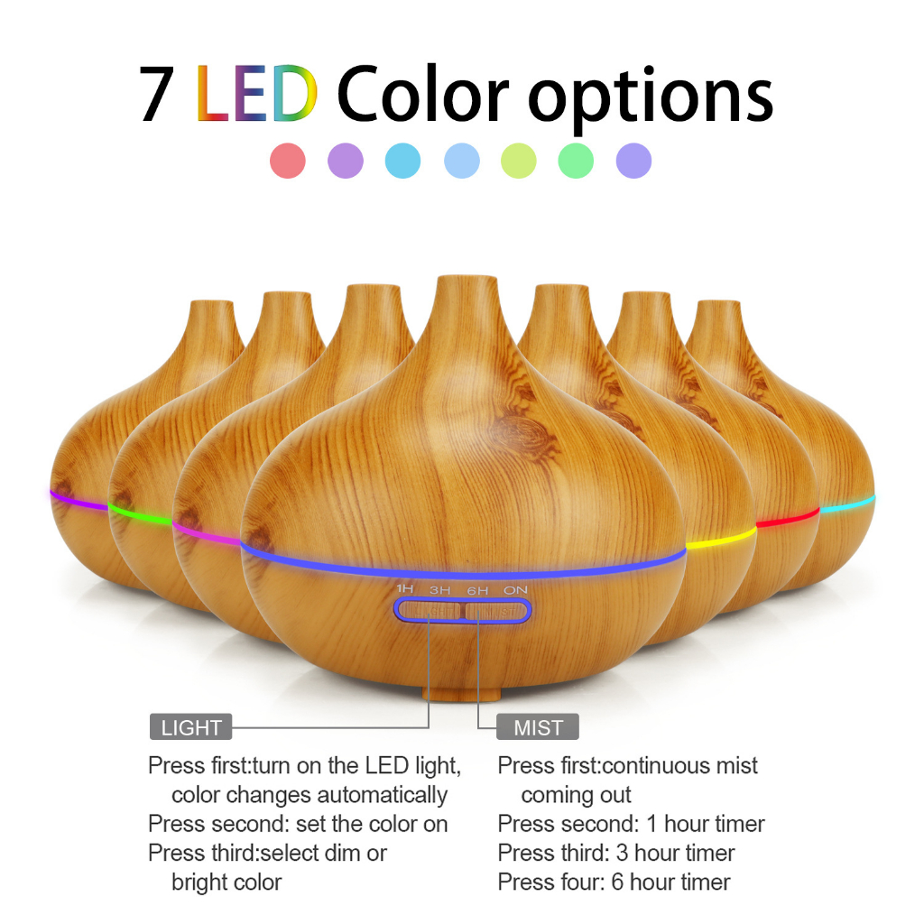 500ml 7Lights air humidifier with essential oil ultrasonic aromatherapy diffuser fragrance room ...