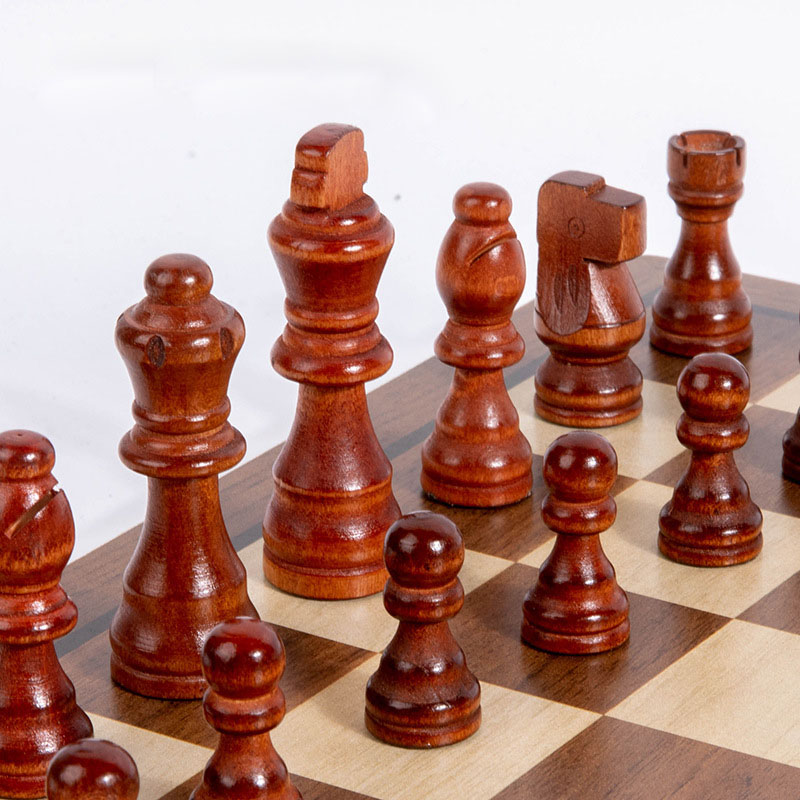 Luxury Magnetic Chess Set Traditional Wooden Folding Puzzle Chess board ...