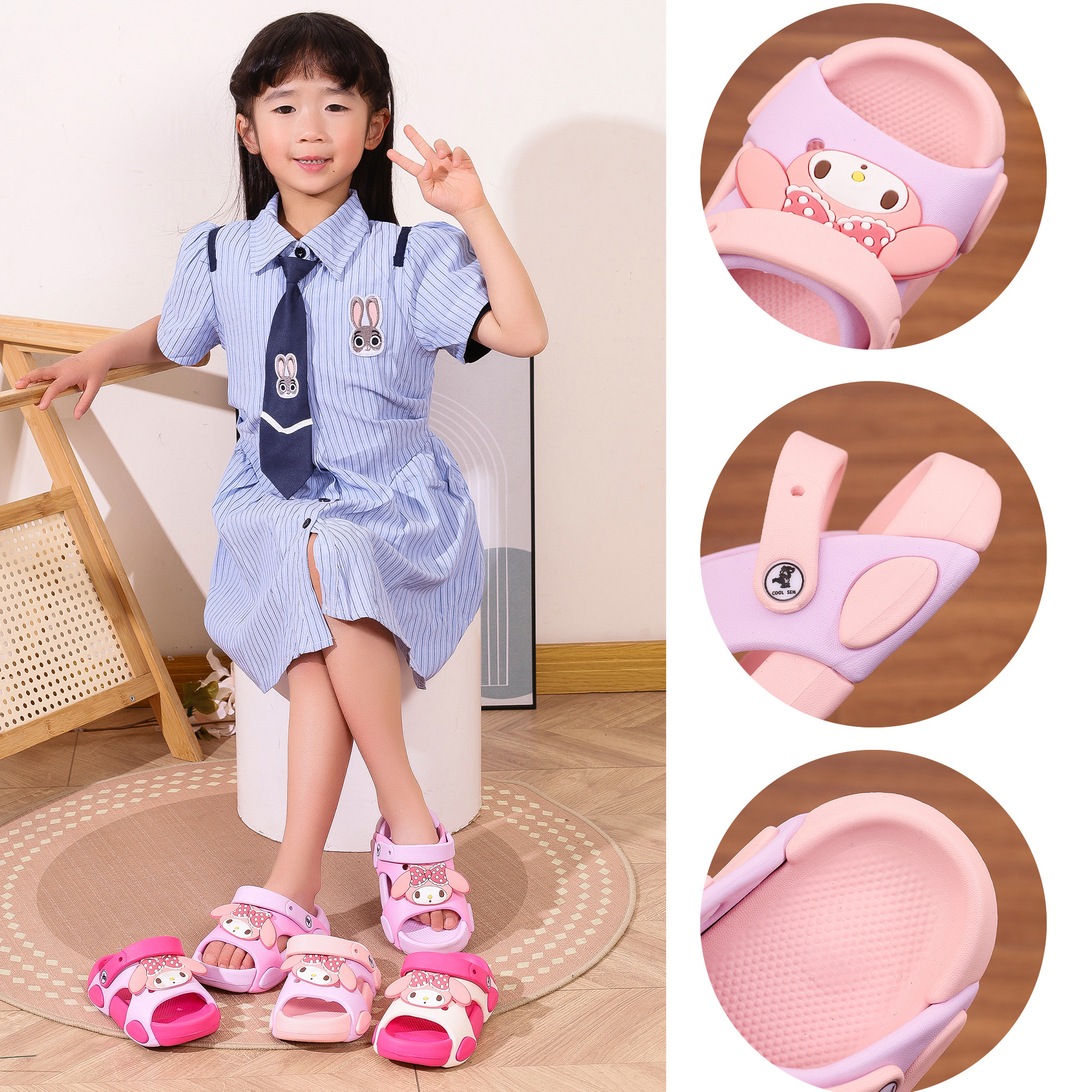 【BB】Kids Cute Cartoon Rubber Sandals Melody Pattern Design Soft Soled ...