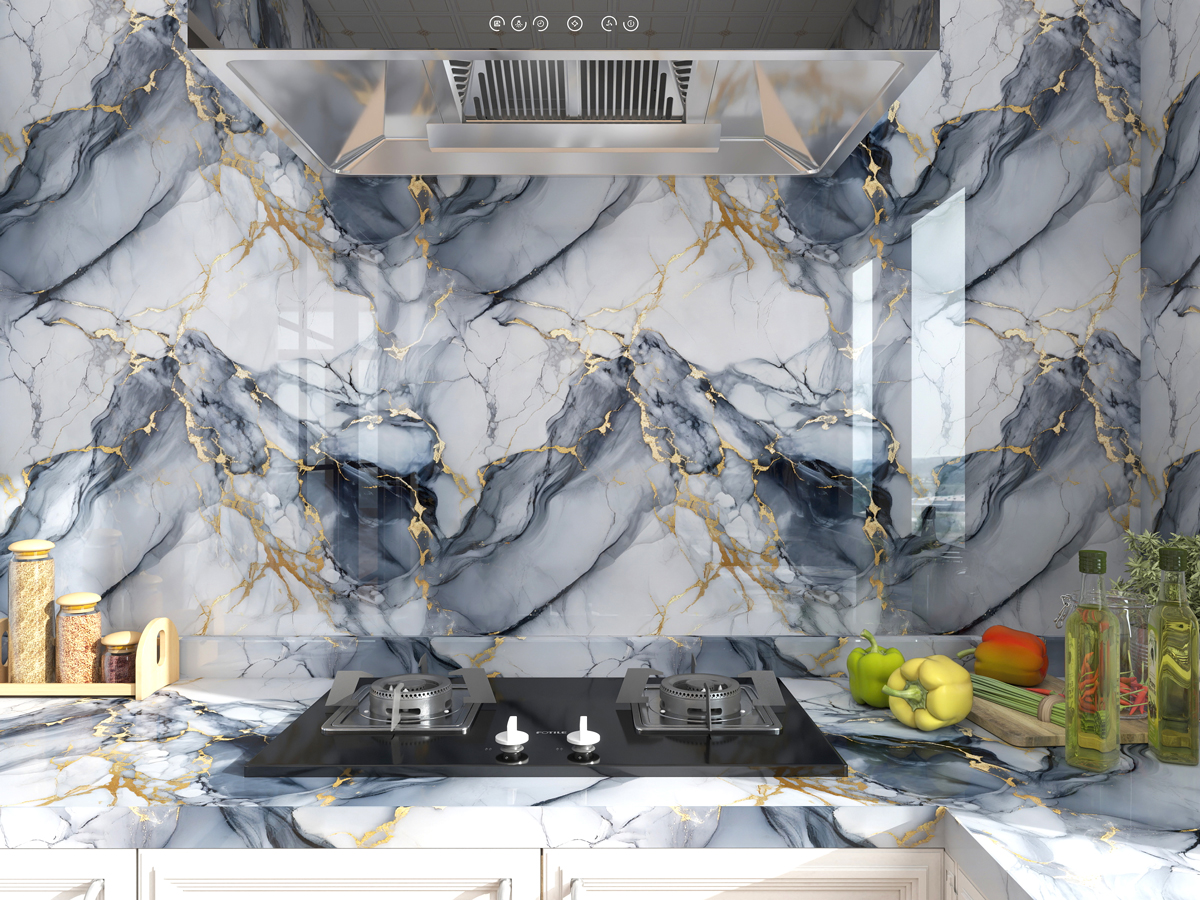 Kitchen Waterproof Oil Resistant Sticker - Marble Pattern High ...