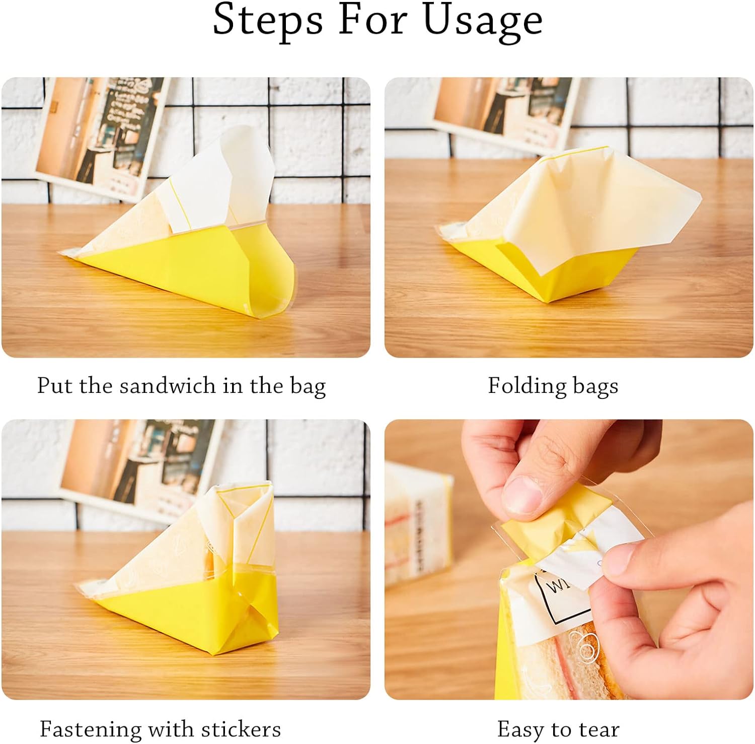 100pc Sandwich Wrapper Triangle Toast Bag Sandwich Plastic Pastry Food ...