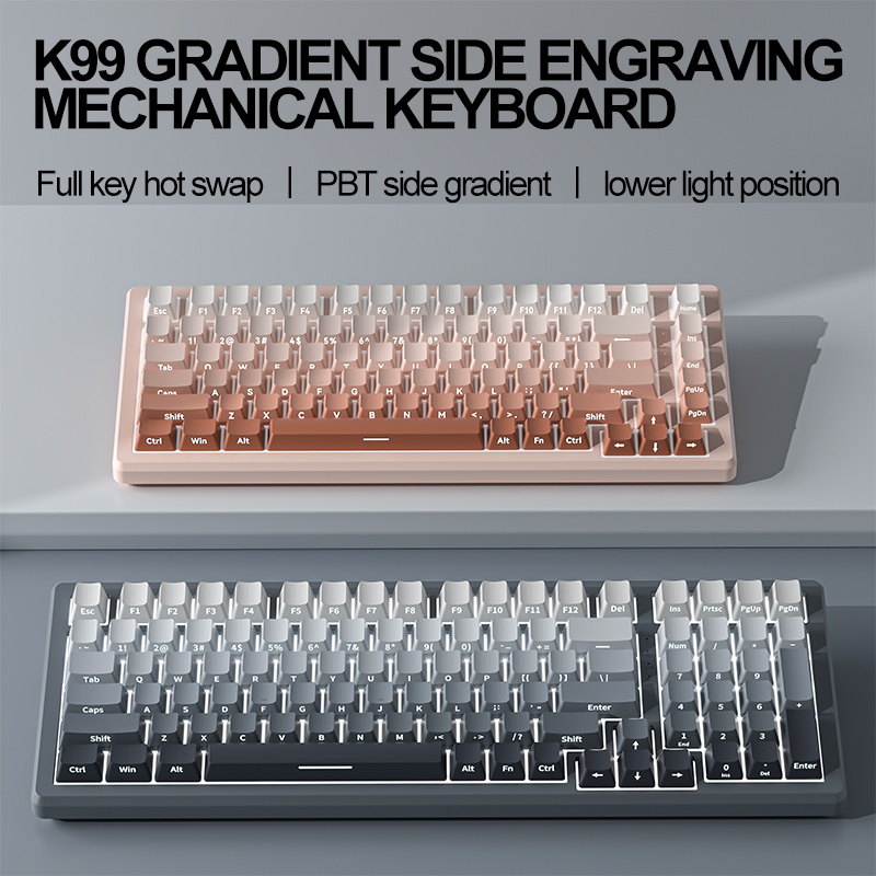ZIFRIEND K82/K99 HotSwap PBT Gradient Keycap Mechanical Keyboard Red/Blue Switch Gaming Keyboard ...