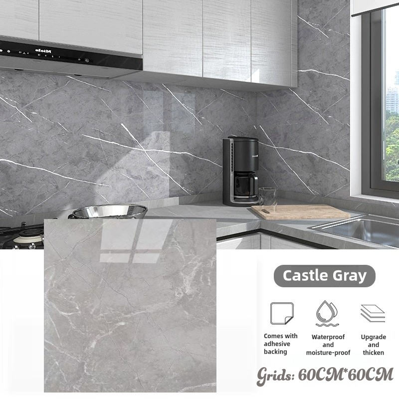 PVC 60*60cm Marble Texture Wall Sticker Bathroom Wall Self-adhesive ...