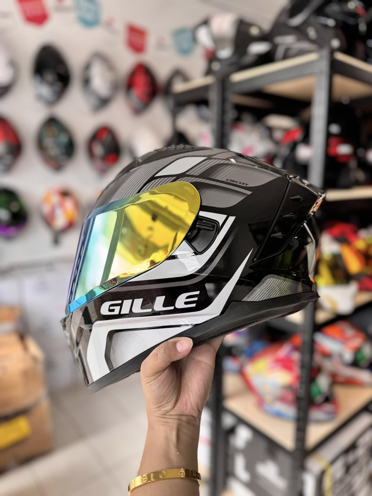 𝟭𝟬𝟬%𝗢𝗥𝗜 GILLE CIRCUIT GTS V1 Helmet Full Face Dual Visor Helmet For Men ...