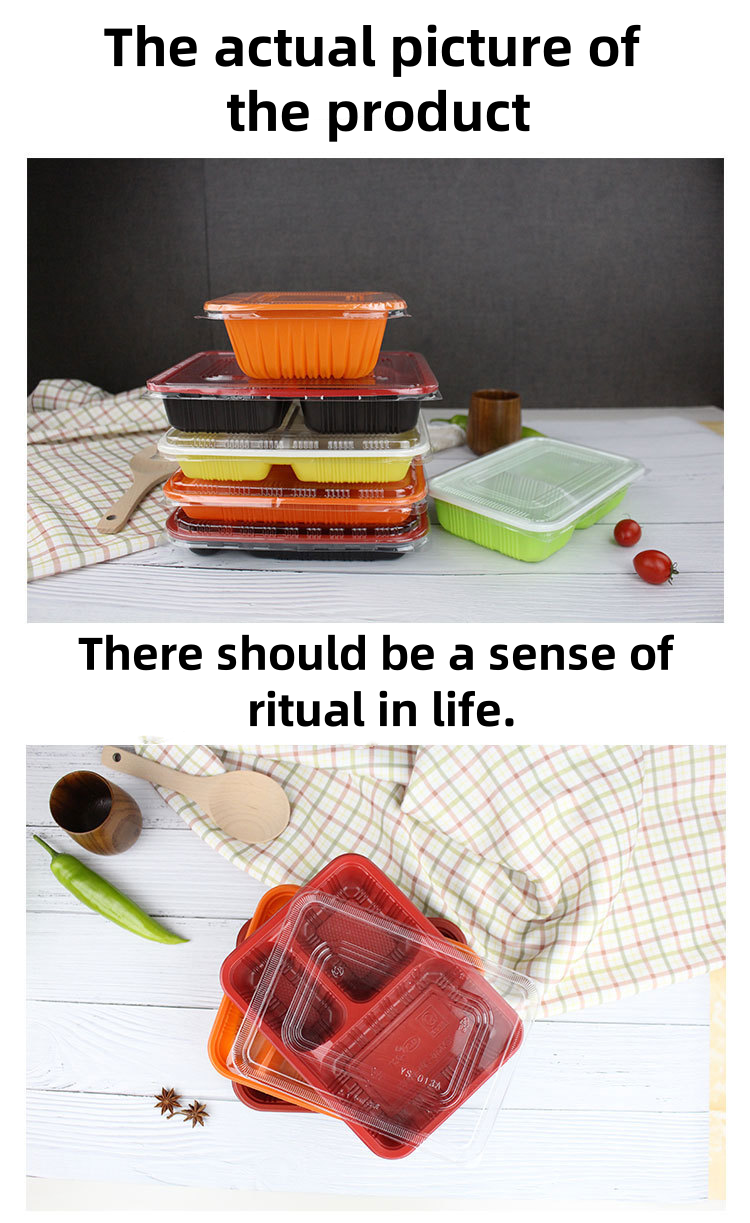 COD (25PCS) Red Bento Box With Back Cover 1/2/3/4/5 Grid Partition ...