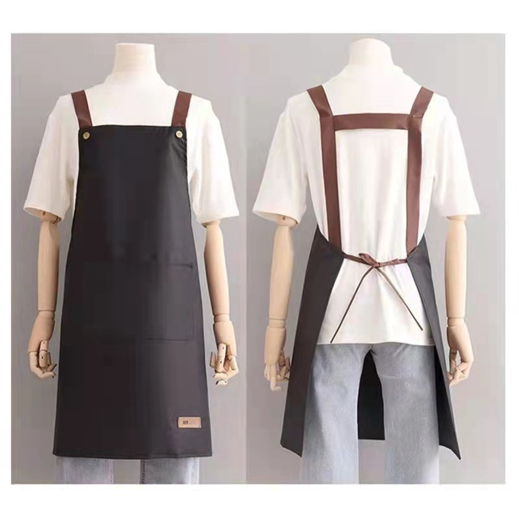 Waterproof Apron Coffee Shop Barber Working Bib Kitchen Cooking Aprons ...