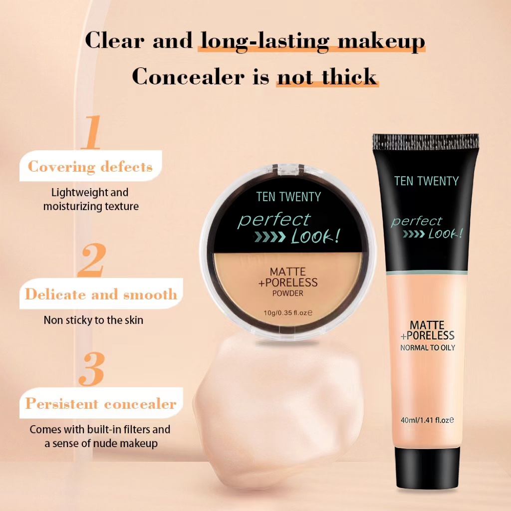 TEN TWENTY 2in1 Face Powder And Liquid Foundation Matte Finish SPF+ Long Lasting Oil Control ...