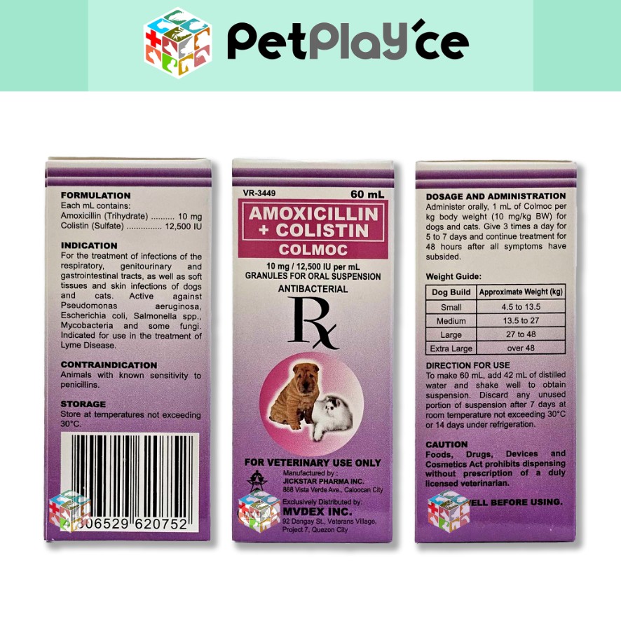 Canixetin / Colmoc Amoxicillin + Colistin Antibacterial Pets 60ML ...