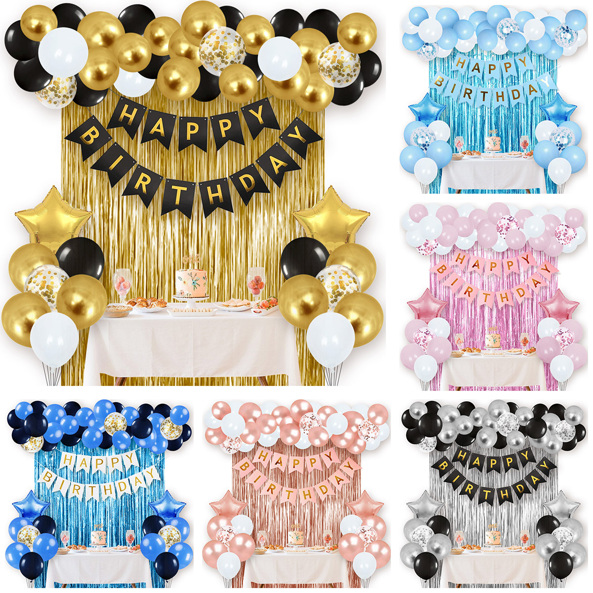 Happy Birthday Balloon Set Party Decorations Birthday Banner Metallic ...