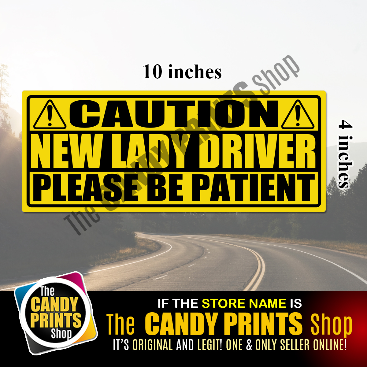 Magnetic and Vinyl Car Sticker (CAUTION - NEW LADY DRIVER - PLEASE BE ...