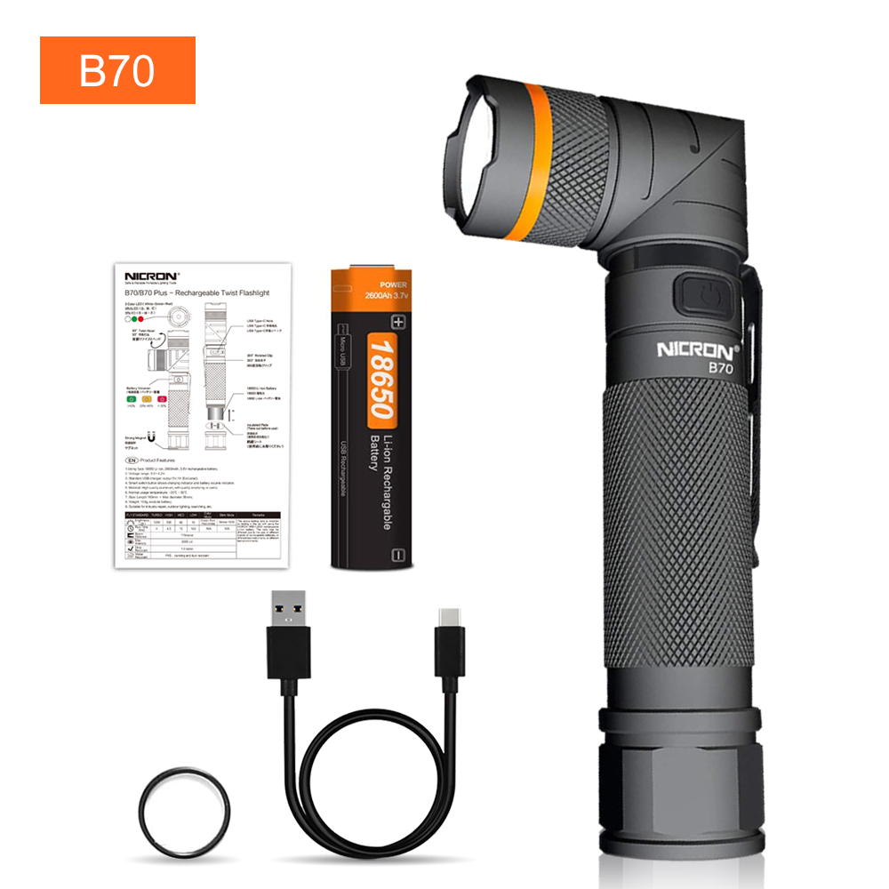 Nicron Flashlight B70Camo 700 Lumens Dual Fuel Power With 90 Degree ...