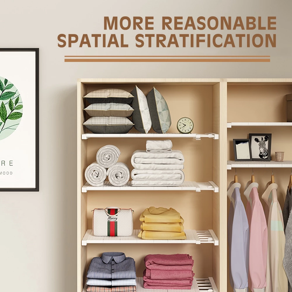 Adjustable Cabinet Wardrobe Divider Closet Storage Clothing Organizer ...