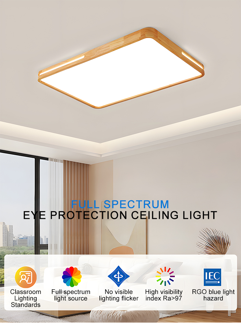 Nordic LED Ceiling Light Tricolor Ultrathin Lamp Chandelier Wood ...