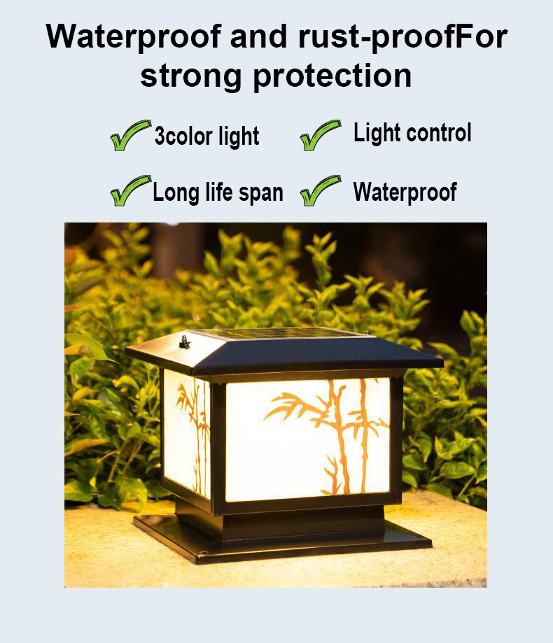 Sunray Solar Cell Pole Lamp Outdoor Waterproof Pillar Light 4 Colors ...