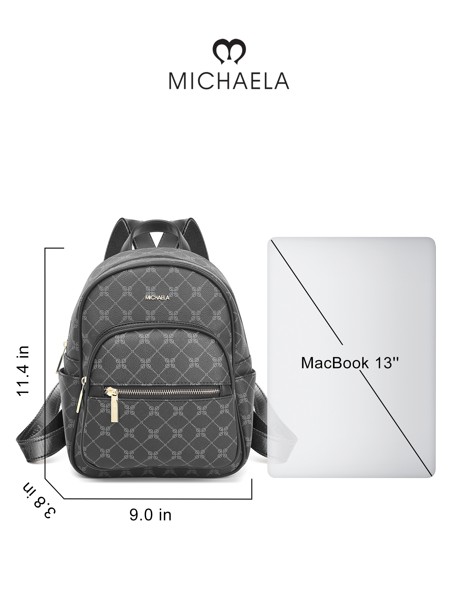 MICHAELA Fashion Checkered Backpack Preppy-Chic Spacious for Work Study ...