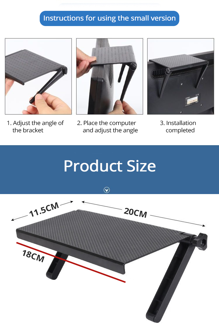 Adjustable TV Screen Shelf Desktop Storage Holder Home Office Durable ...