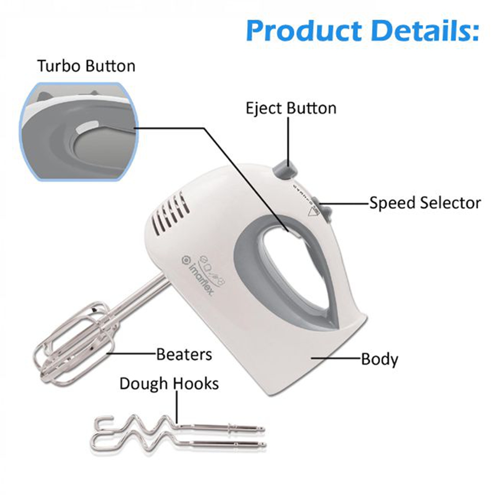 Imarflex Imx-250 Portable Electric Hand Mixer 250W -White | Shopee ...