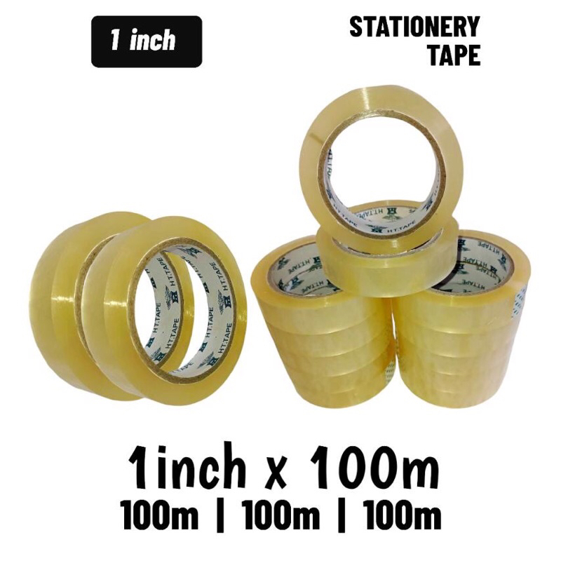 100Meters Long Stationery Clear Tape Packing Sealing 1inch Tape | Shopee Philippines
