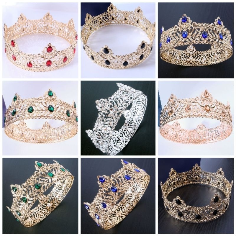 Metal Male Unisex Crown Retro Royal Full King Crown Round Crown for Men ...