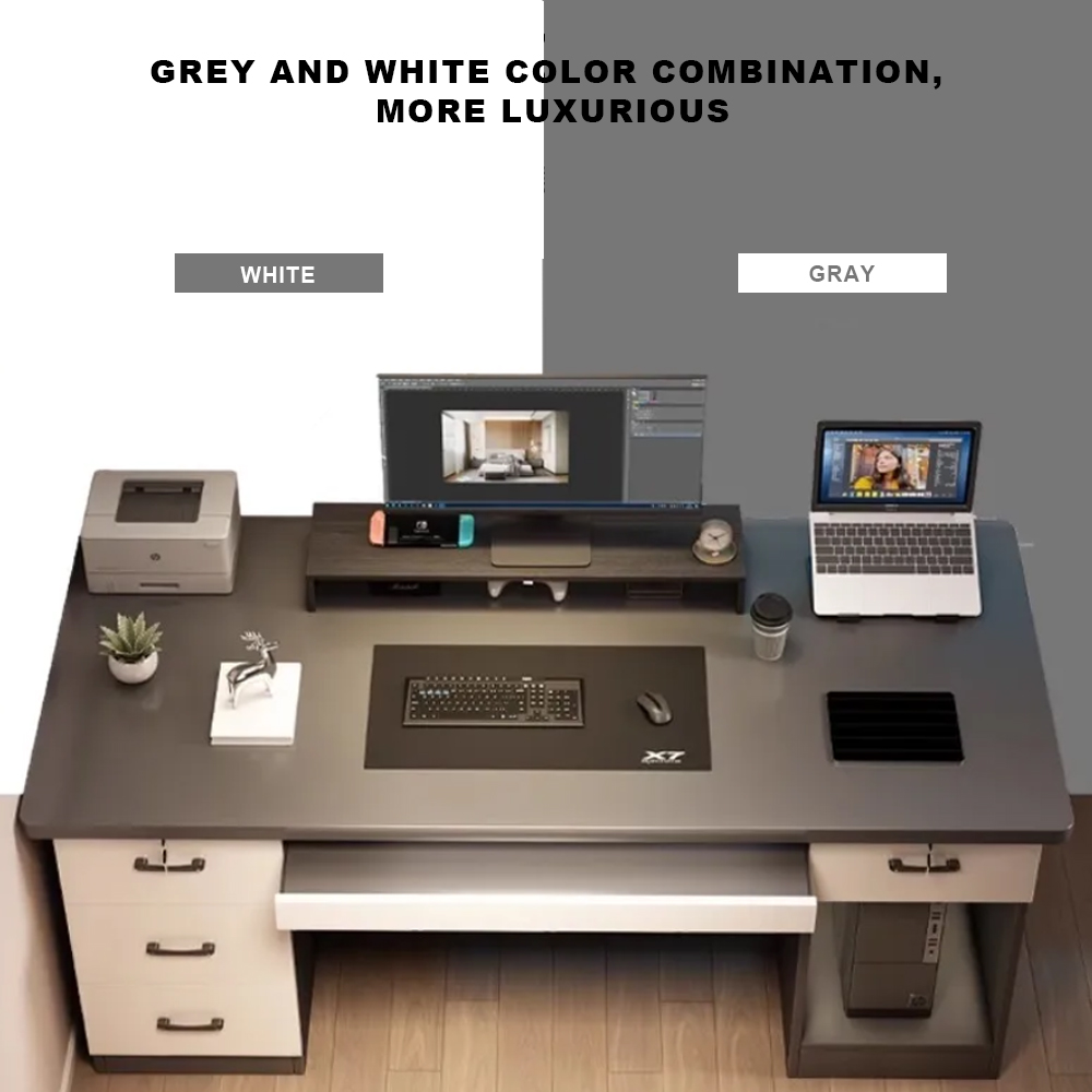 multifunction Computer Desk with 4 Drawers and Keyboard Tray office ...