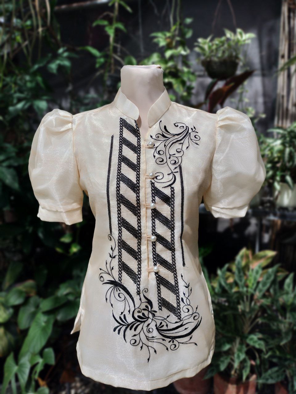 Ladies Barong Blouse Top Only Puff Sleeve Modern Filipiniana Attire for ...