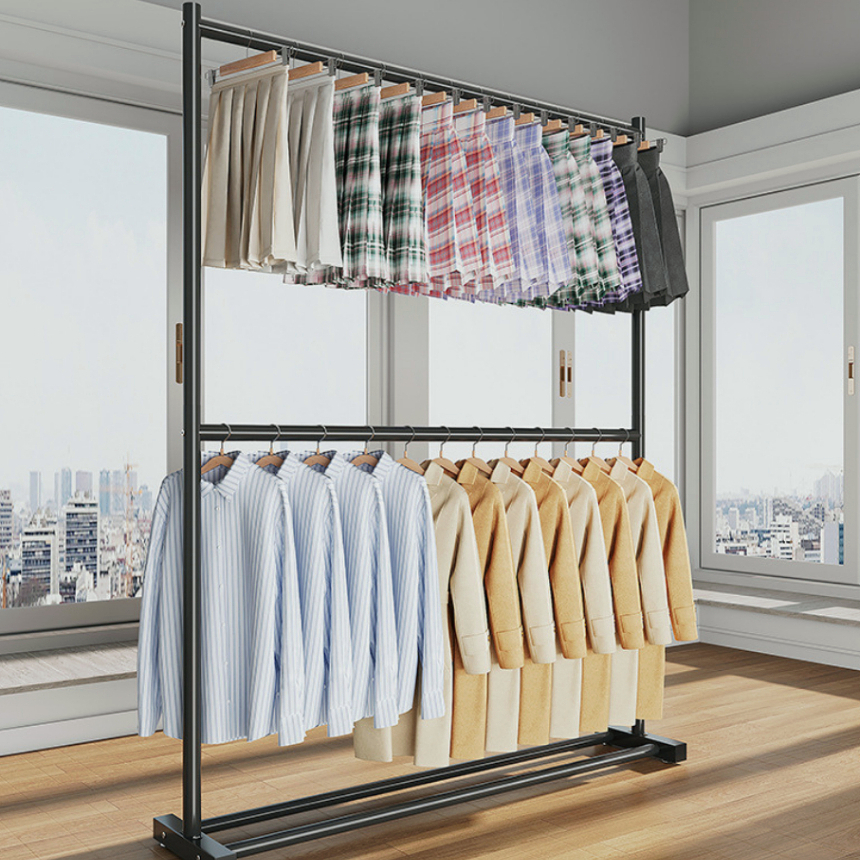 Double Layer tainless Hanger for Clothes Rack Stand Sampayan 60/100/120 ...