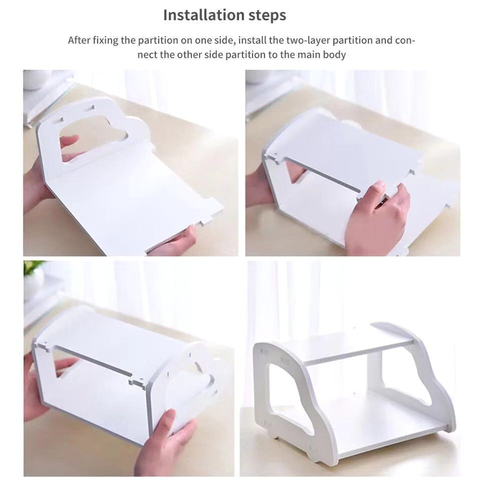 Storage Rack Display Holder Double Floating Wall Mount Shelf Wood Desk ...