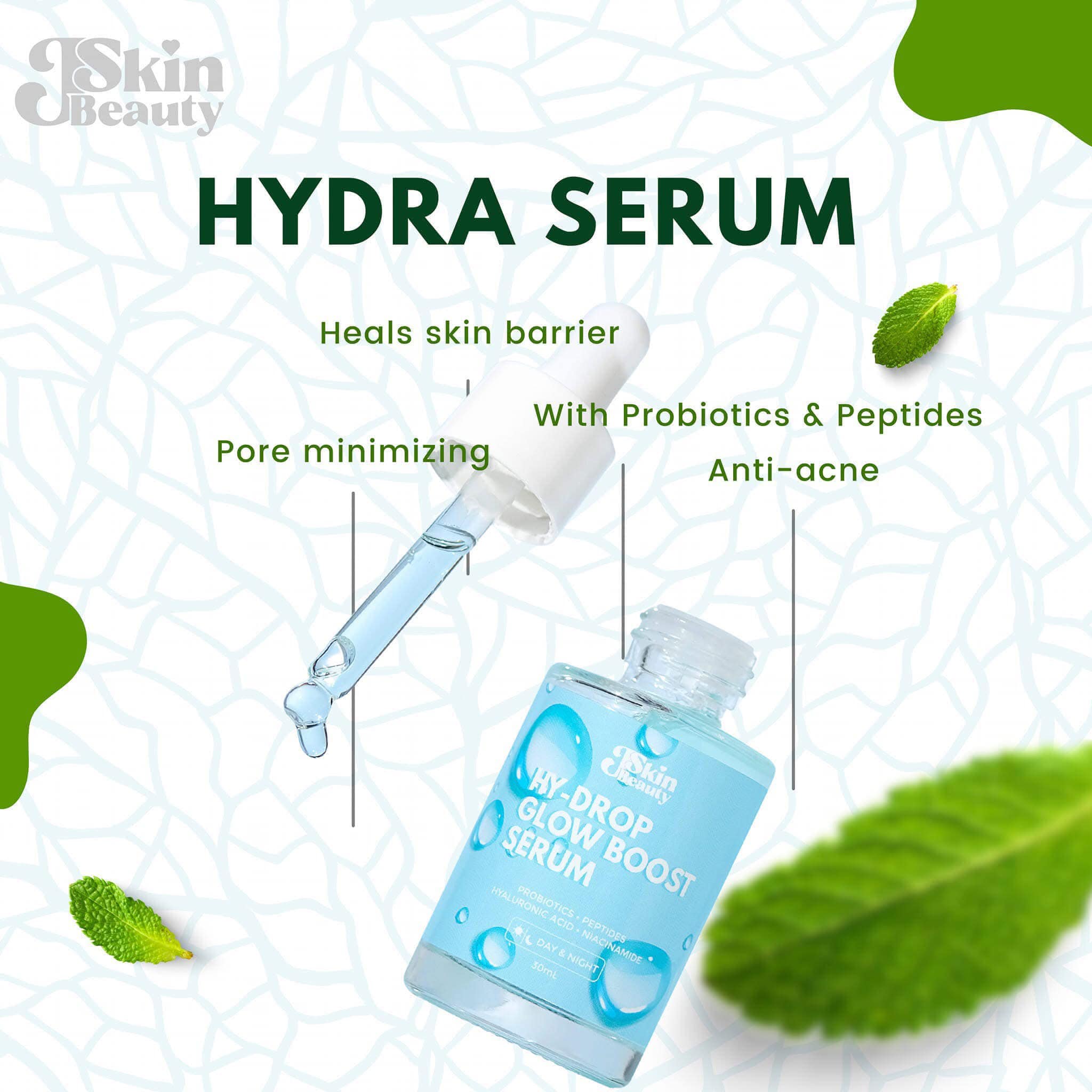 J SKIN BEAUTY Hydrop Glow Boost Serum Probiotics Peptides Hydramoist ...