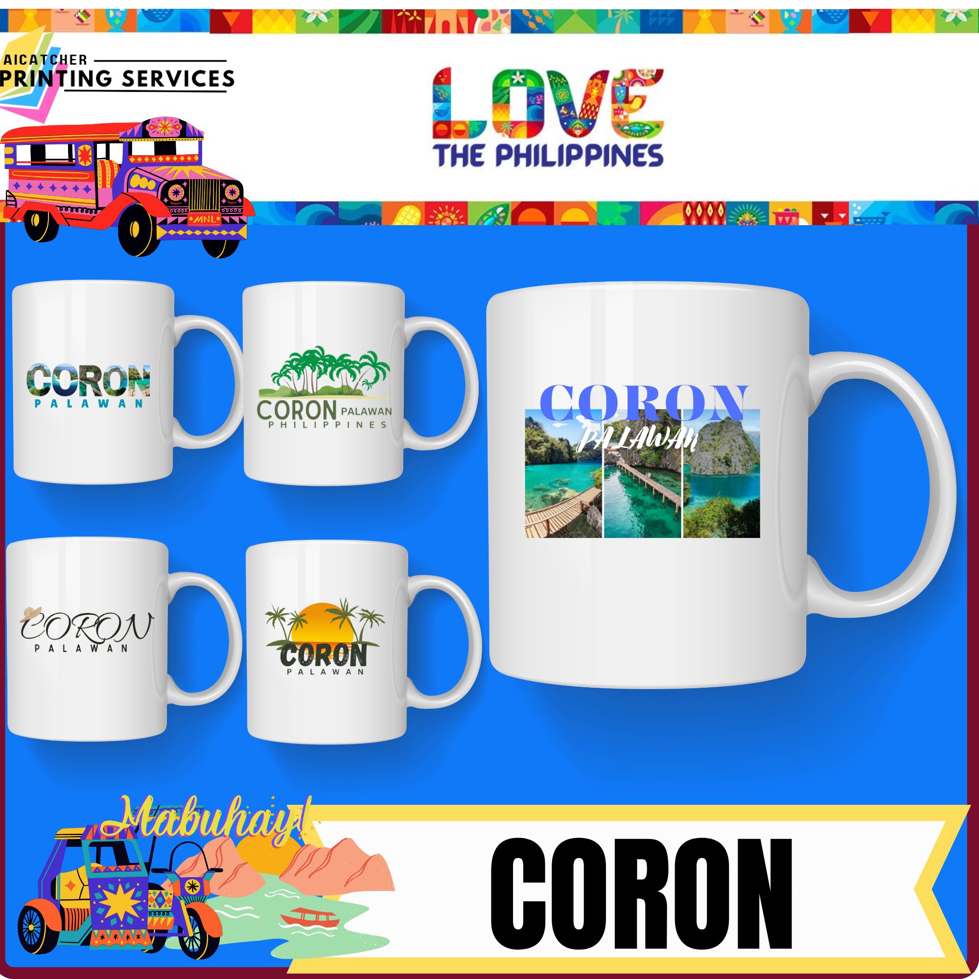 Coron Palawan Philippines Design Sublimation Print High Quality Mugs ...