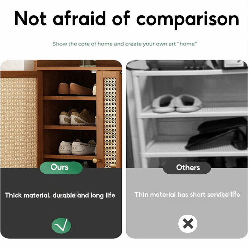 TUBUAN 7Layers Shoe Cabinet With Cover Rattan Shoe Rack Bamboo/Wooden ...