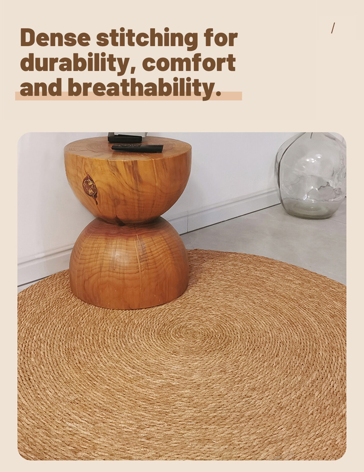 Osti Handmade Rattan Rugs, Round cattail Woven Mats, Bedroom Living ...