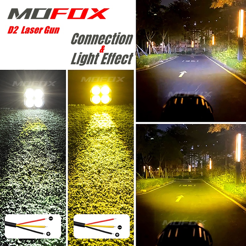 D2 Laser Gun Dual Color Motorcycle Mini Driving Light Hi/Low Auxiliary ...