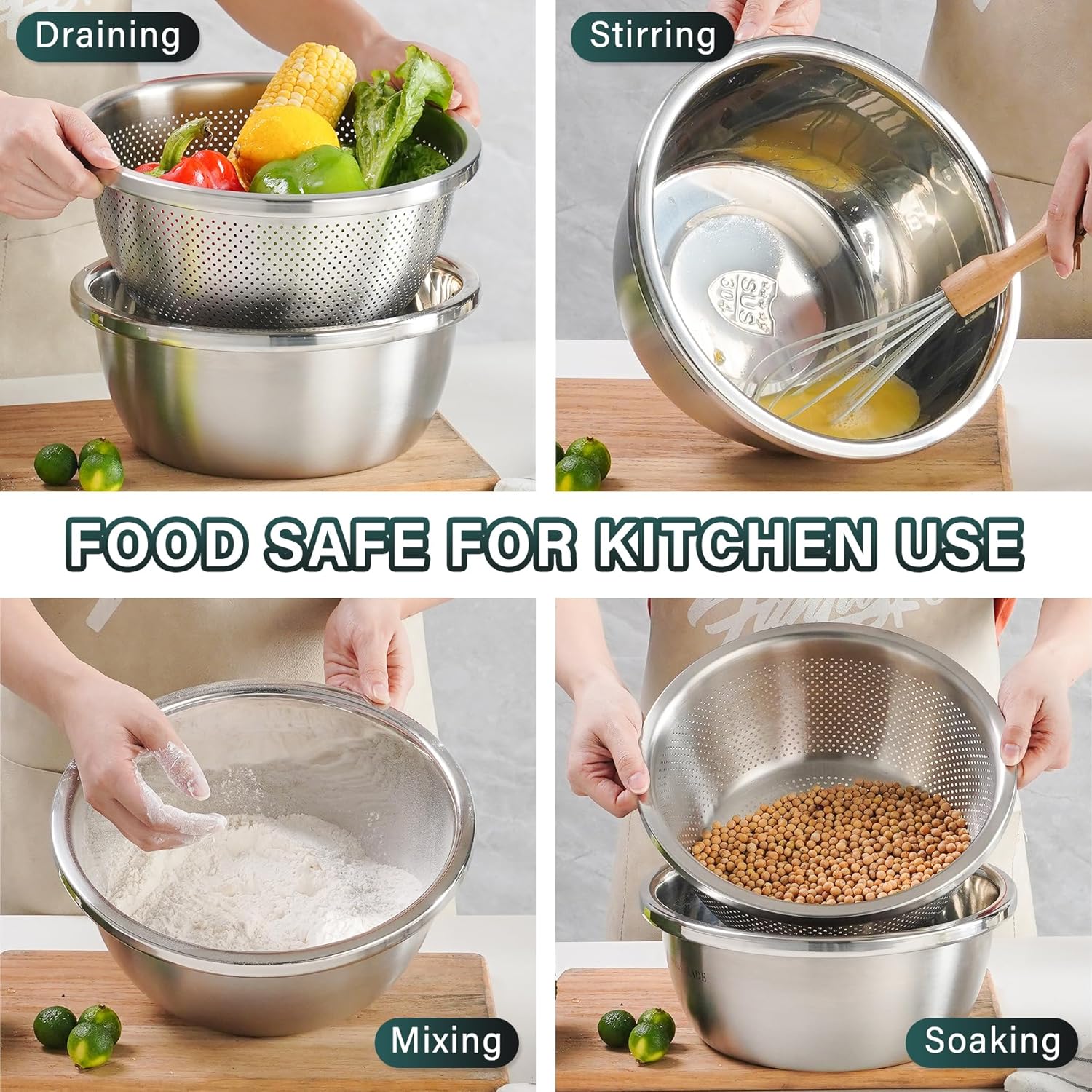 Strainer Basin Makapal Stainless Steel Strainers Big Colander Kitchen Accessories Food Grade ...