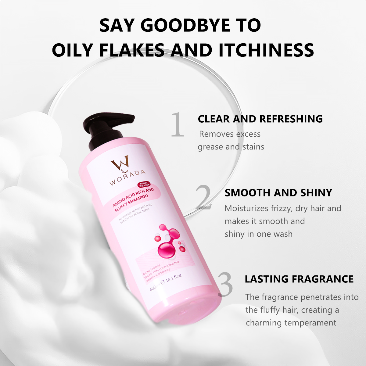 WORADA Shampoo and Conditioner Fast Regrowth Hair Thick Shampoo Anti Loss Oil Control 400ml ...