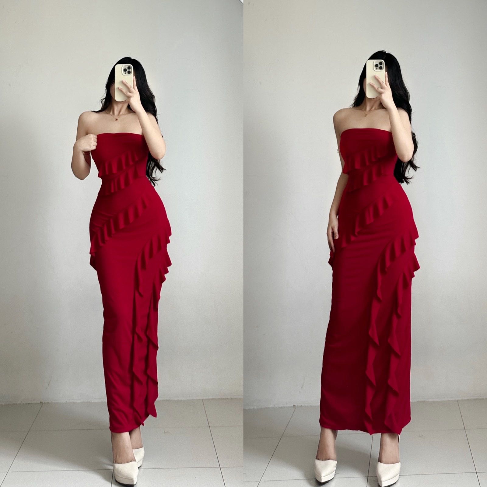 FYANG SUMMER ELEGANT MAXI RUFFLE BODYCON DRESS - Woman Tube Top Dress ...