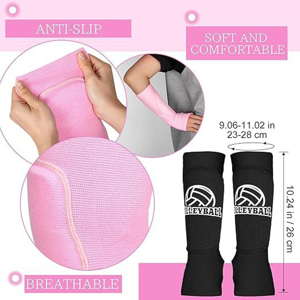 1Pair Volleyball Arm Sleeves with Protection Pads and Thumbhole Elastic ...