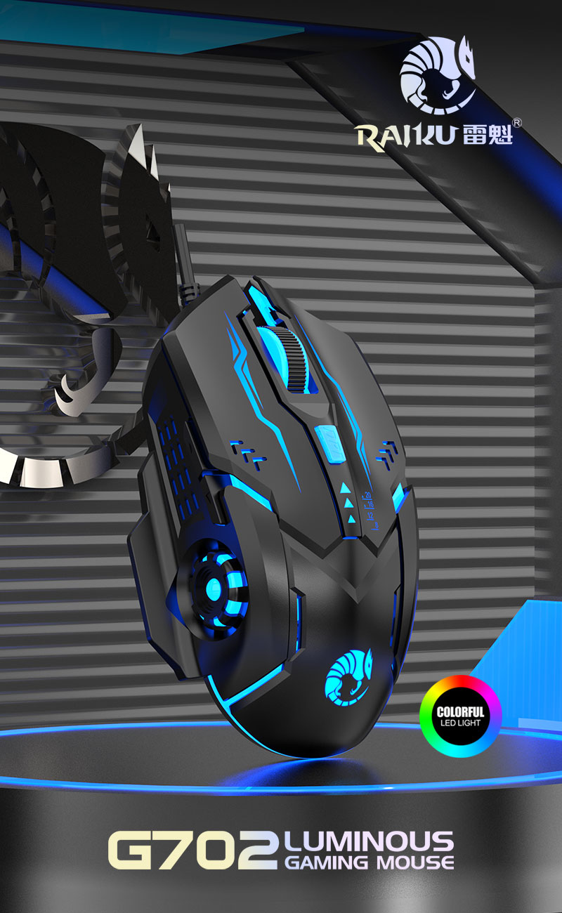 Zeus x Raiku Thunder G702 Luminous LED Wired Gaming Mouse 4 DPI Speed 7 Color RGB Lighting Mode ...
