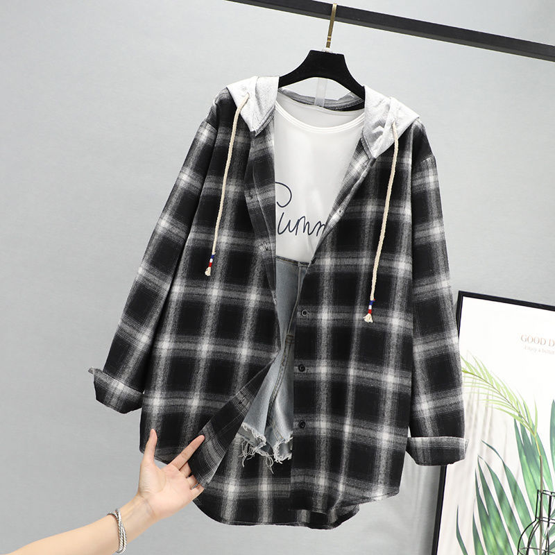 Newlan CS010 Jacket For Women Loose Retro Blouse Long Sleeve Plaid ...