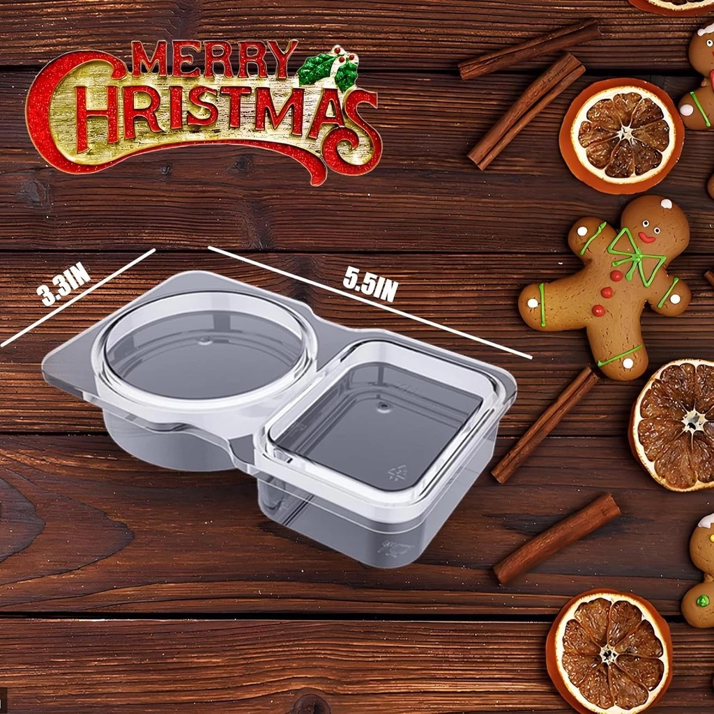 20pcs Double Condiment Containers With Hinged Lids Double Compartment ...