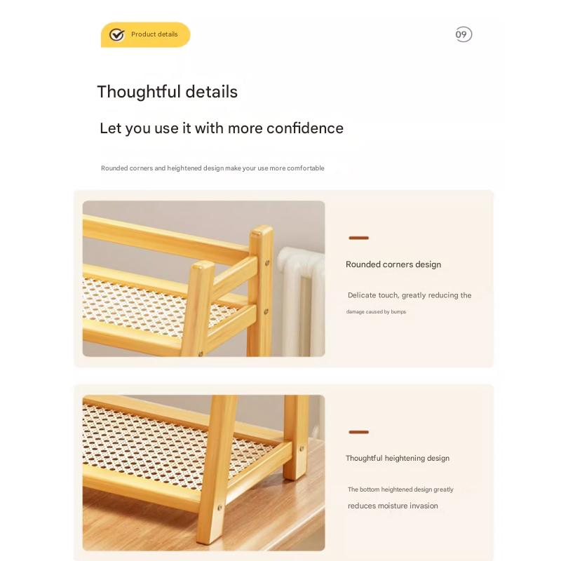 [On Hand]Table Storage Rack Wooden Double-Layer Table Shelf Bedroom ...