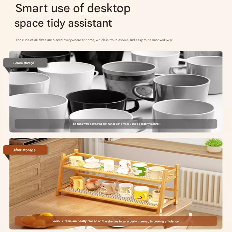 [On Hand]Table Storage Rack Wooden Double-Layer Table Shelf Bedroom ...