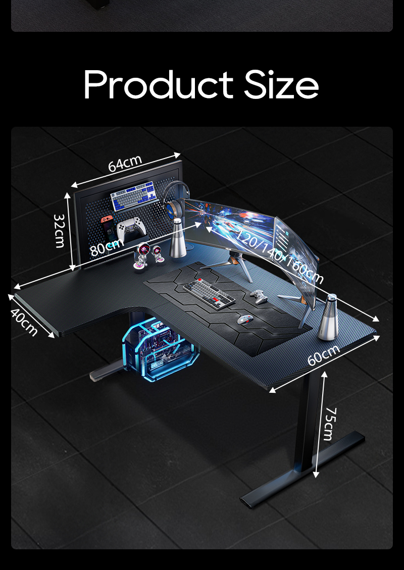 Xpanse L-Shaped Gaming Table Corner Study/Office Table Adjustable ...