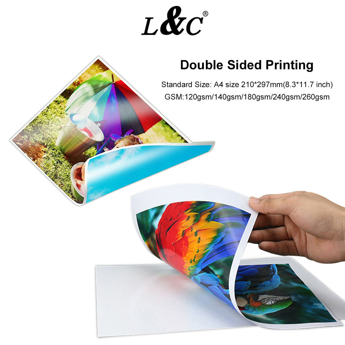 L&C Double Sided Glossy Photo Paper A4 Size 120 140 180 240 260GSM ...