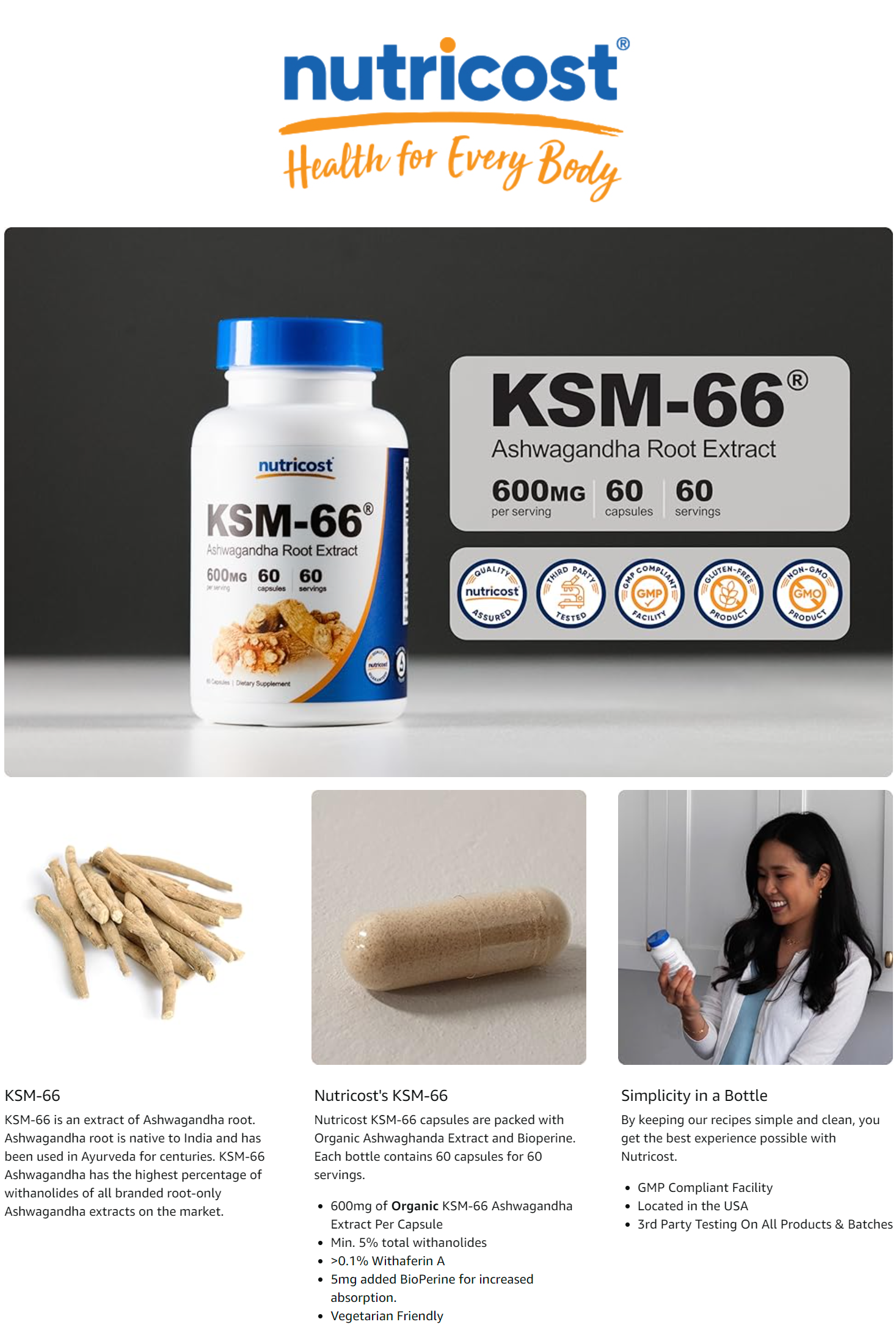 NEW Real KSM-66 Ashwagandha (KSM66) Nutricost Enhanced Absorption w ...