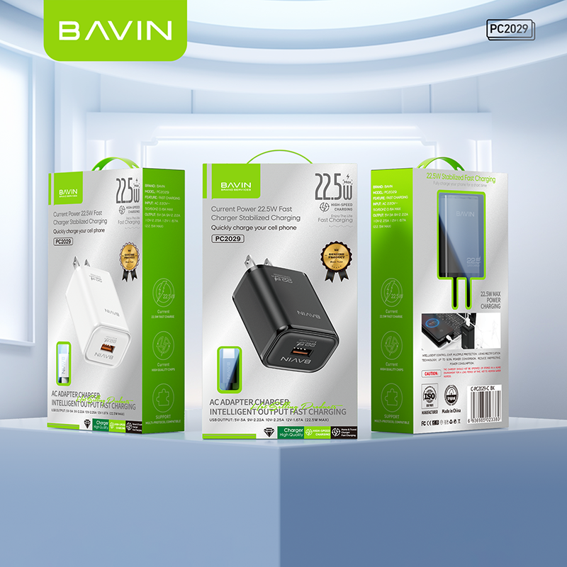BAVIN PC2029 22.5W Portable Fast Charging Adapter w/ Universal Cable for Micro/iPh/Type-C ...