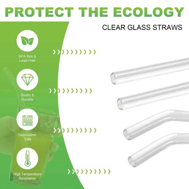 Reusable Glass Straw Straight Pipe Elbow Pipe Borosilicate Pyrex Glass ...