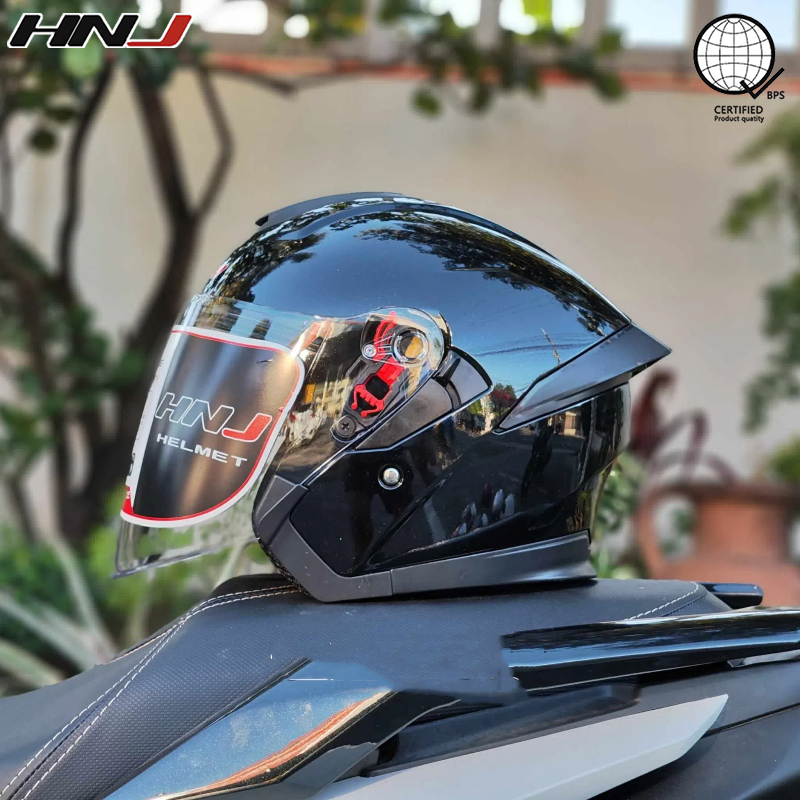 HNJ A4 006-H Dual Visor Half Face Helmet For Motorcycle Women Men With ...