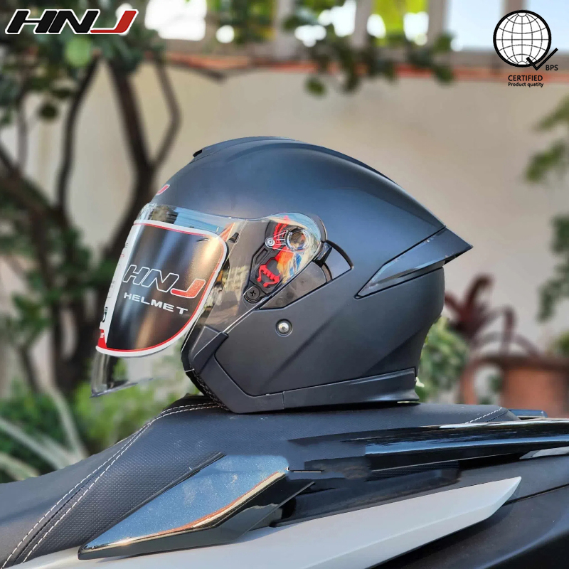 HNJ A4 006-H Dual Visor Half Face Helmet For Motorcycle Women Men With ...