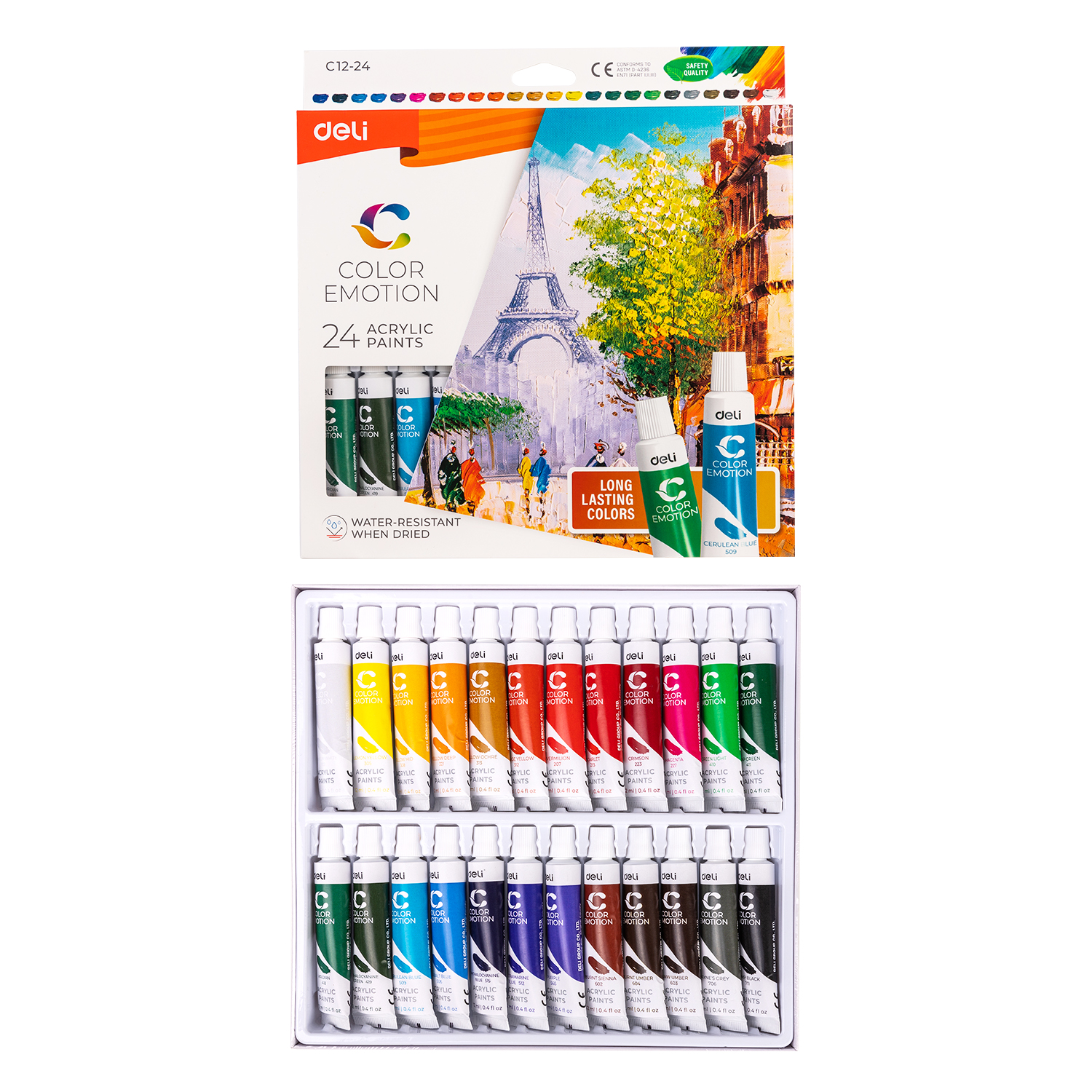 Deli EC12-12 Acrylic Paint Set 12 Colors 12ml 1SET | Shopee Philippines