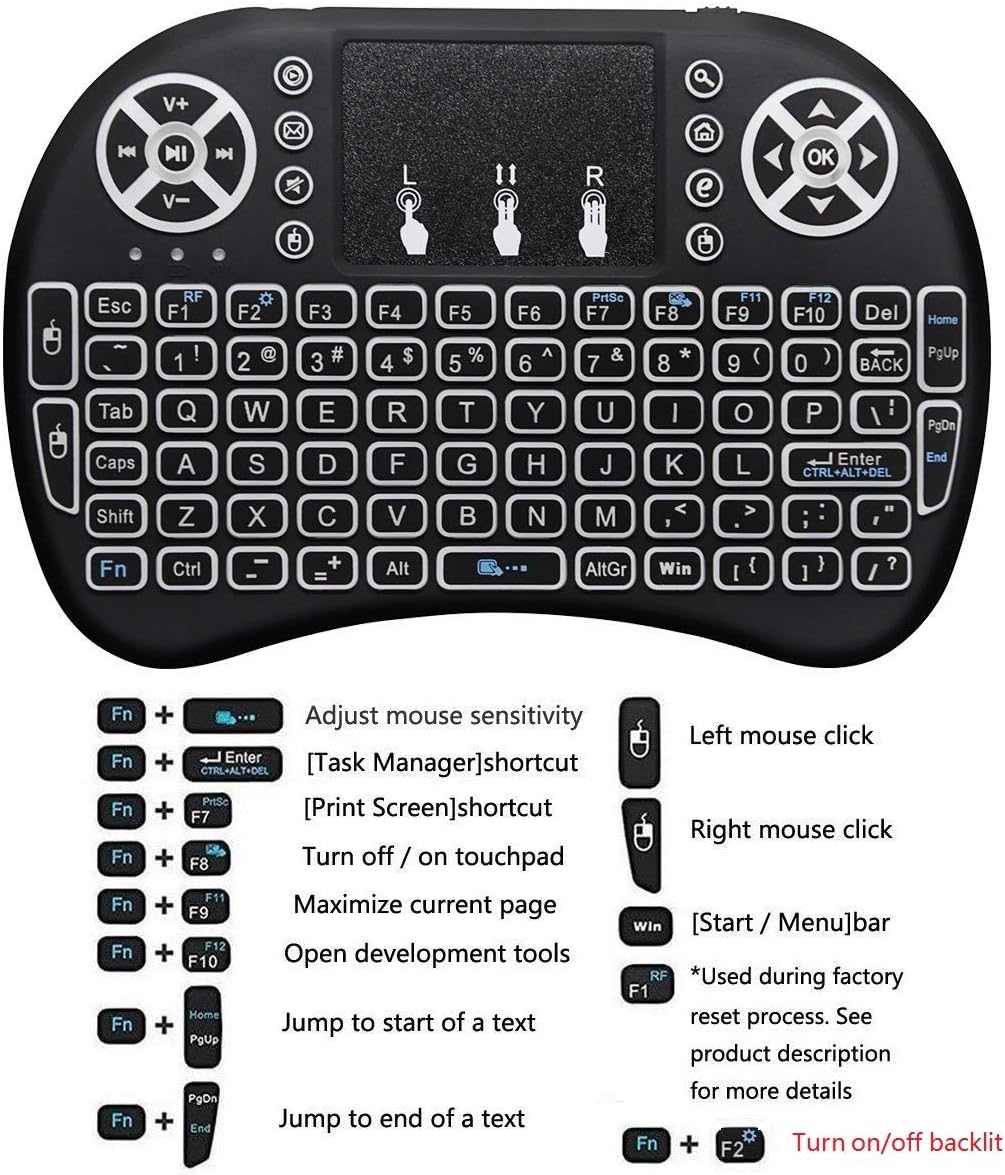 Kacool I8 Mini Wireless Keyboard 2.4G Air Mouse Touchpad Handheld ...